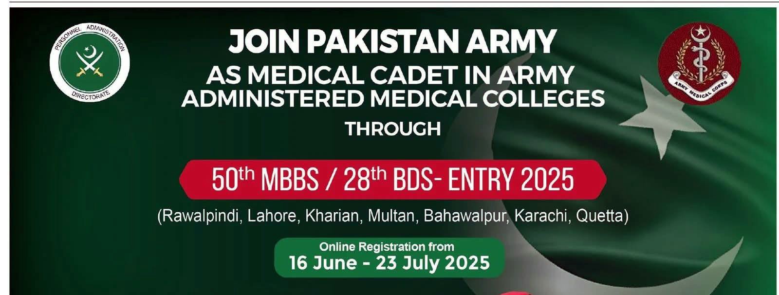 Join Pakistan Army as Medical Cadet 2026 – Online Registration