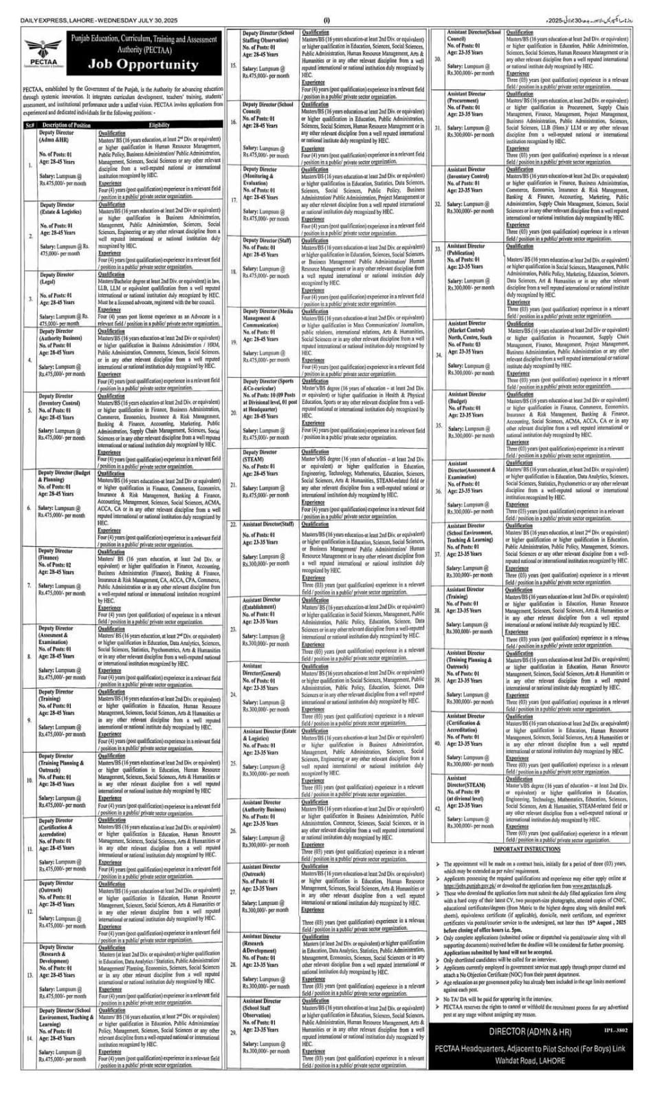 PECTAA Jobs 2026: Latest Advertisement Apply Online