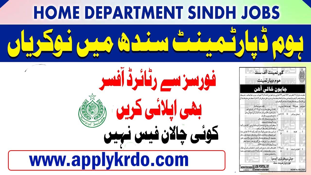 Government of Sindh Home Department Jobs 2026 - Application Form
